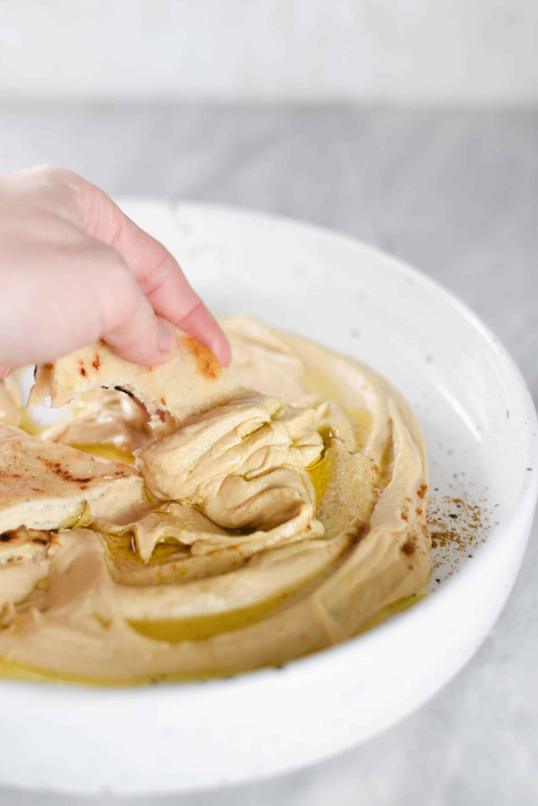EASY Roasted Garlic Hummus + Tips For Creamy Hummus