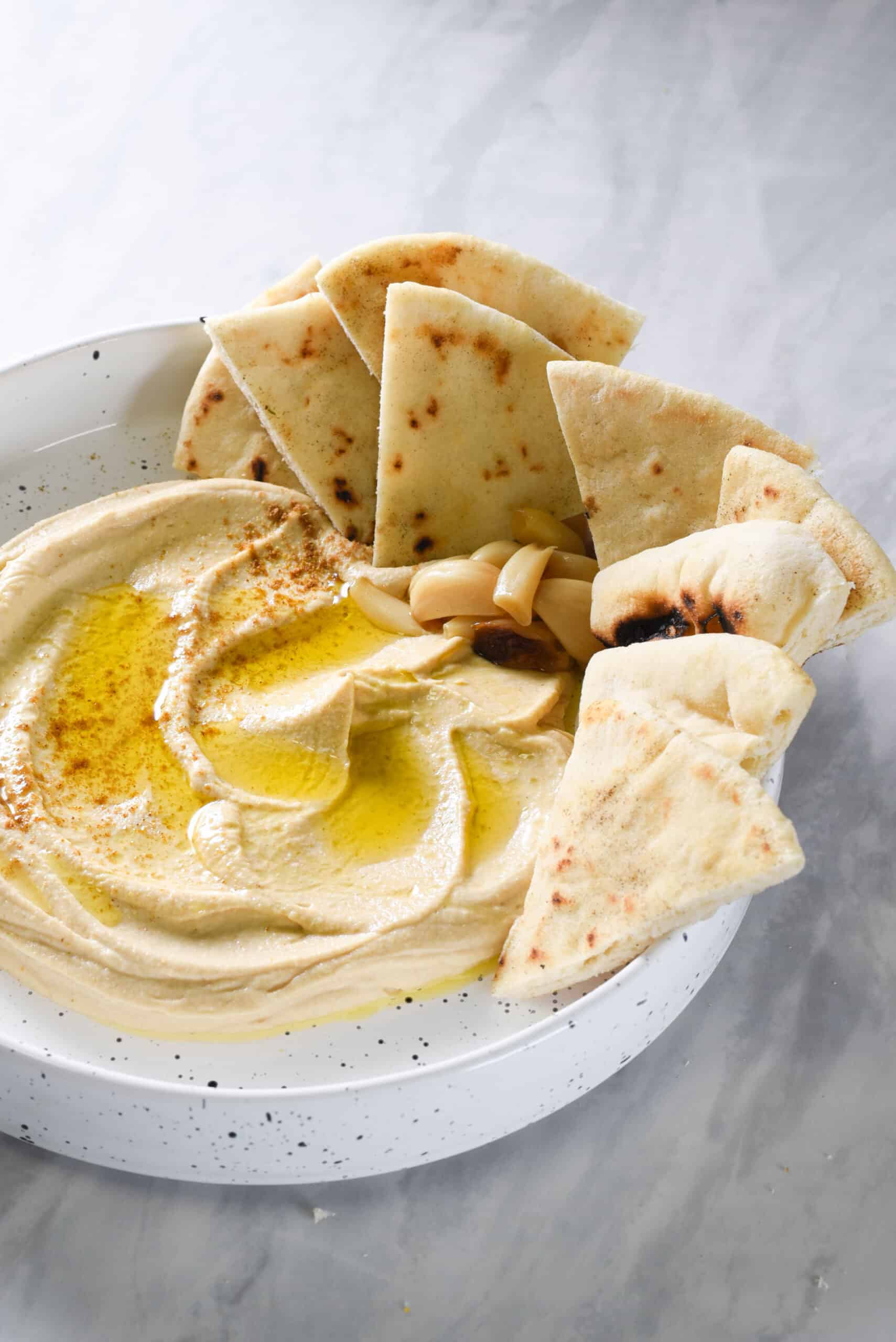 EASY Roasted Garlic Hummus + Tips For Creamy Hummus