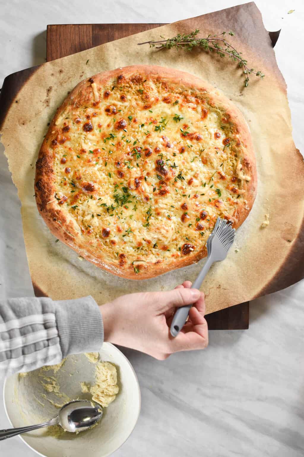 Homemade Garlic Pizza With Garlic Butter Sauce