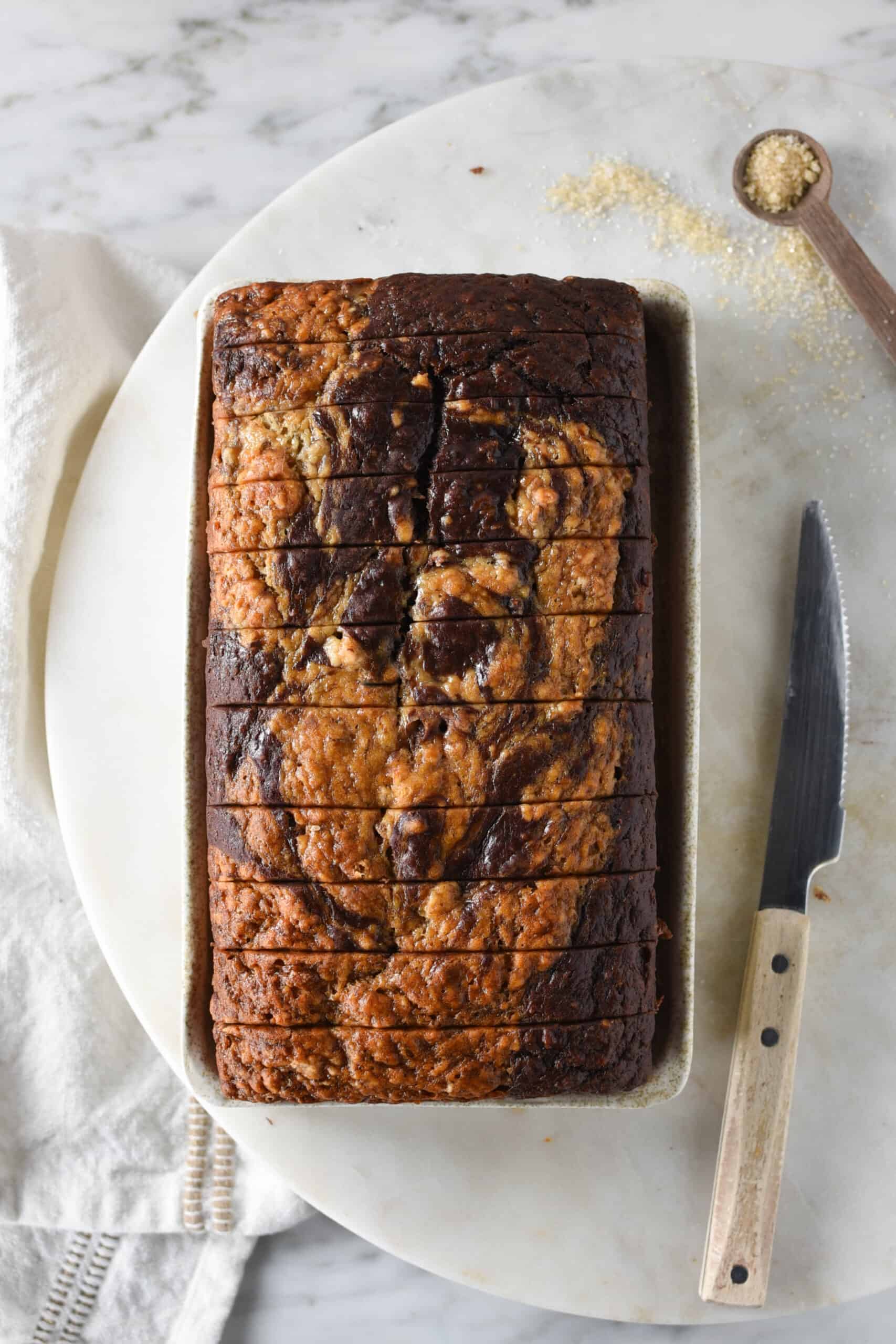 Marbled Banana Bread With A Fudgy Chocolate Swirl